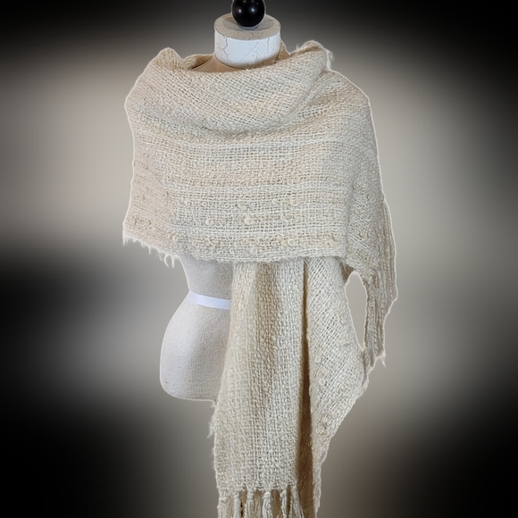 Hand Crafted | Accessories | Handwoven Artisan Made Cream Color Shawl ...
